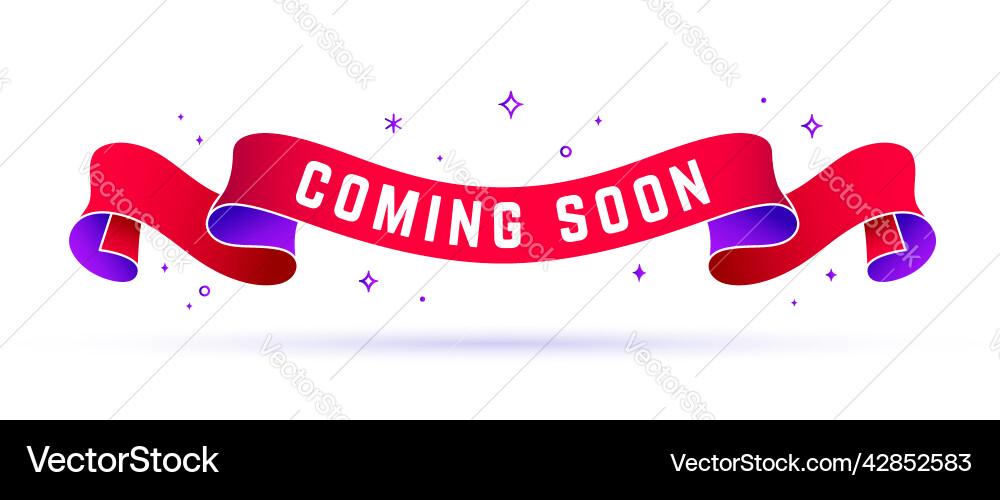 Coming soon red vintage ribbon Royalty Free Vector Image