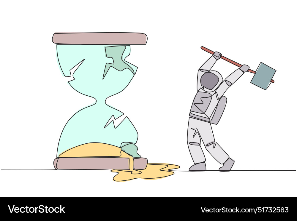 Continuous one line drawing astronaut preparing Vector Image