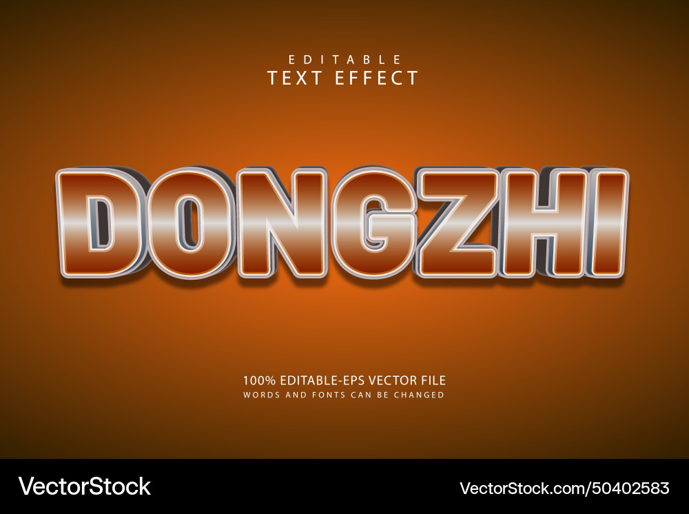 Dongzhi editable text effect 3 dimension emboss Vector Image