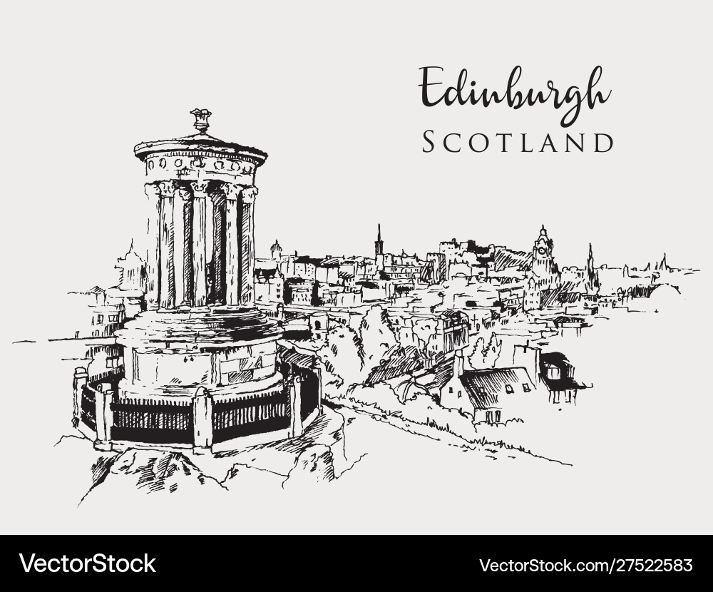 Drawing sketch edinburgh Royalty Free Vector Image
