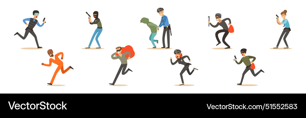 Man criminals and bandit character commit crime Vector Image
