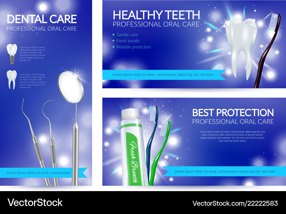 Realistic dental banners Royalty Free Vector Image