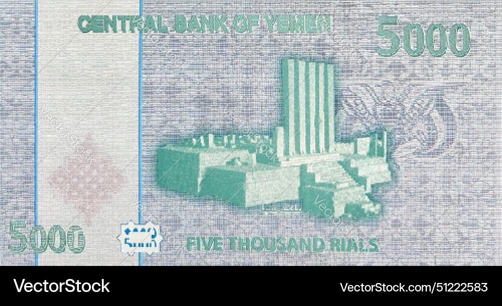 Reverse high polygonal pixel mosaic banknote 5000 Vector Image