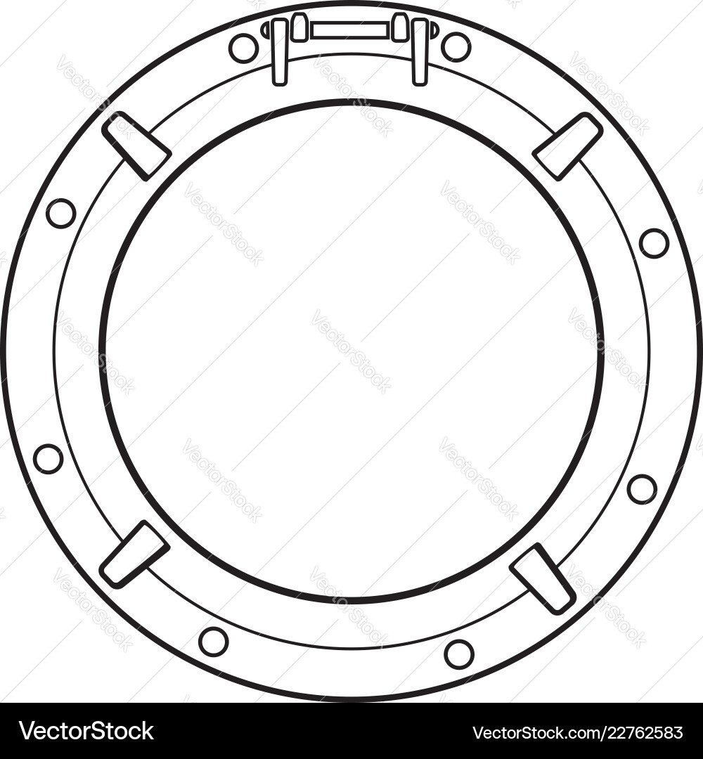 Stylized black and white boat window symbol Vector Image