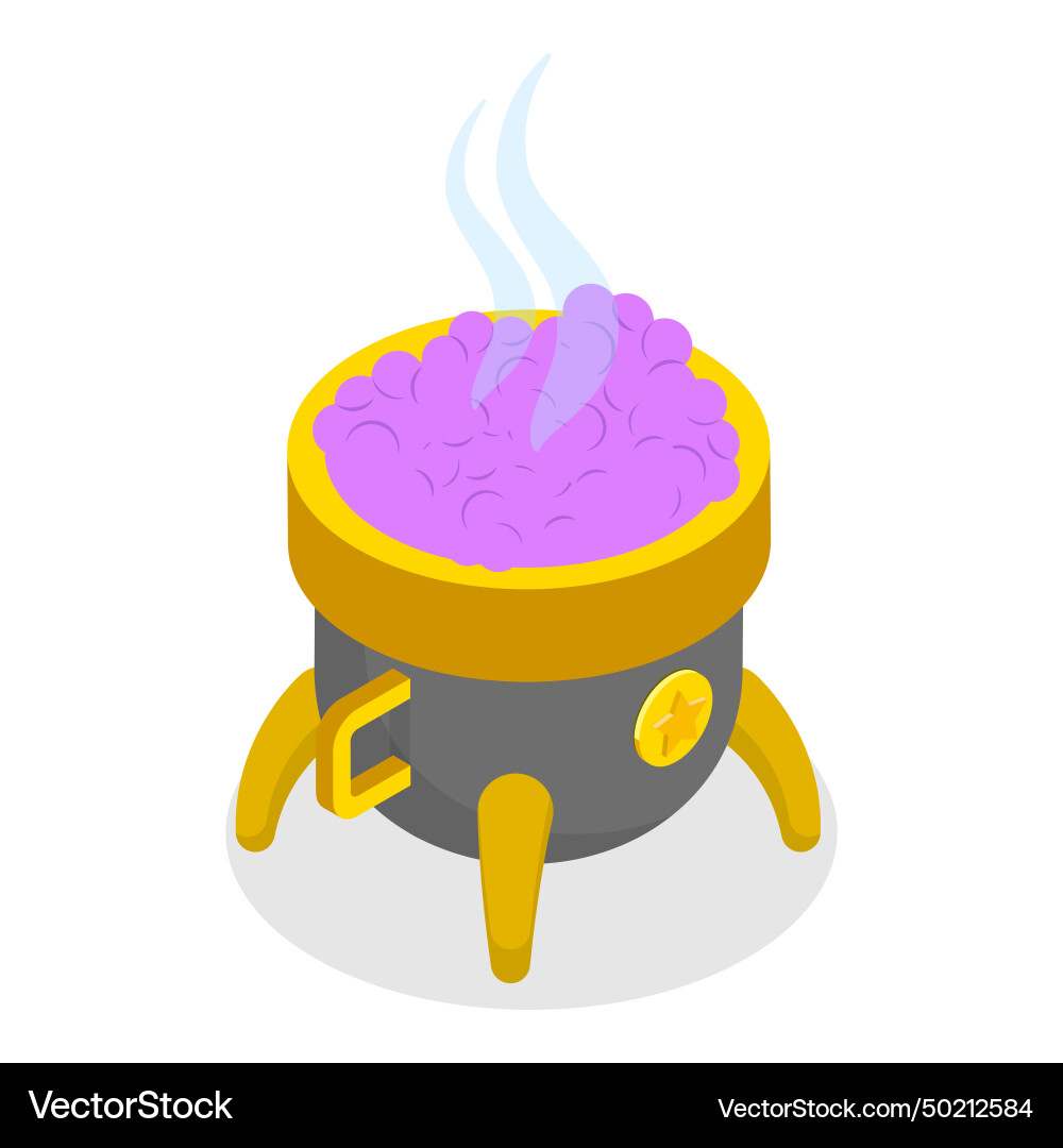 3d isometric flat set of boiling cauldrons Vector Image
