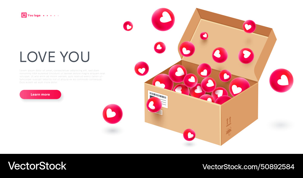 Box with love you white poster Royalty Free Vector Image