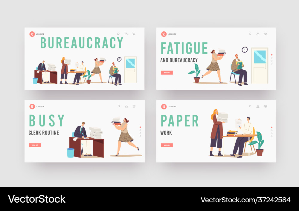 Bureaucracy busy office people employees Vector Image