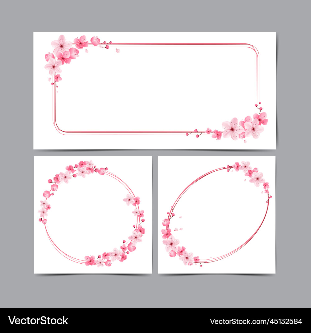 Kirschblüten Rand Vorlage Rahmen Blume Lizenzfreier Vektor