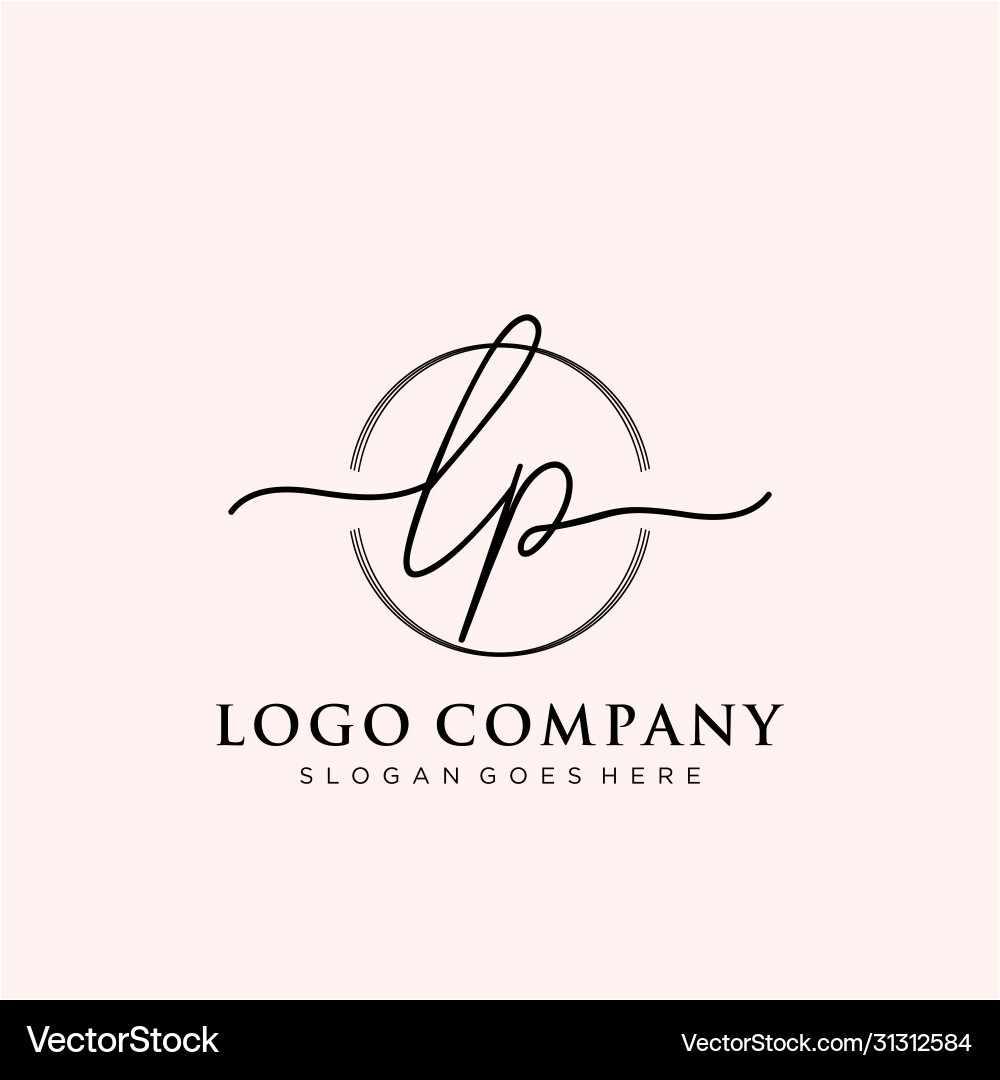 Lp initial handwriting logo design Royalty Free Vector Image