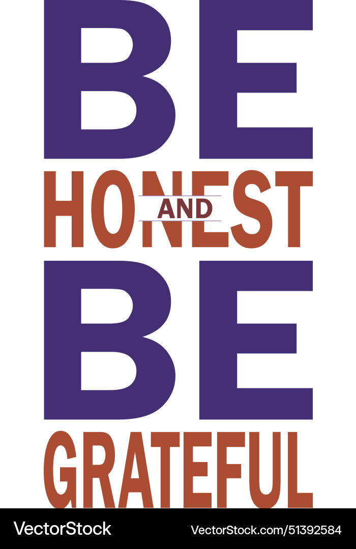 Motivational advice be honest and grateful Vector Image