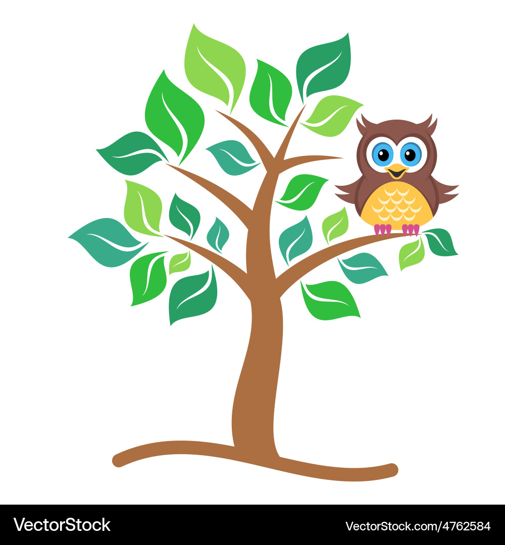 Owl on tree Royalty Free Vector Image - VectorStock
