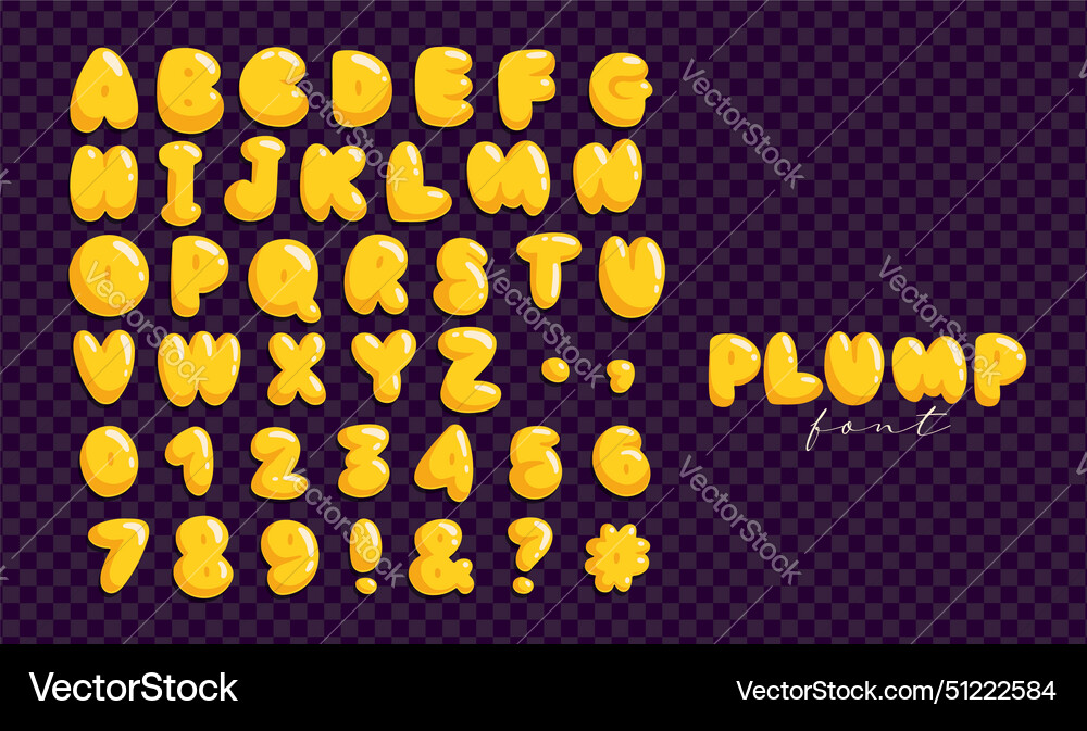 Plump balloon font design rounded thick alphabet Vector Image