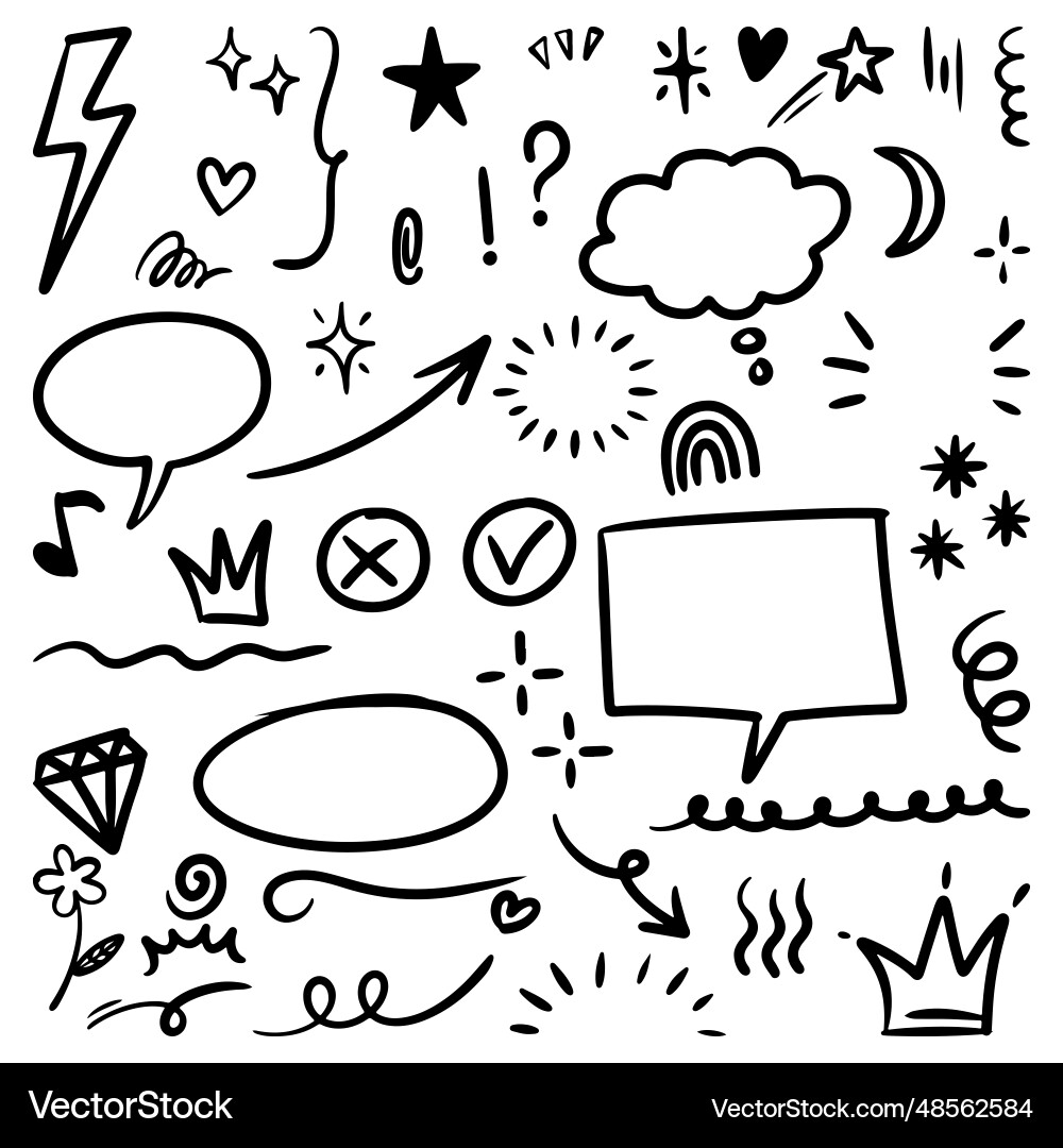 Set of hand drawn doodle elements for concept Vector Image