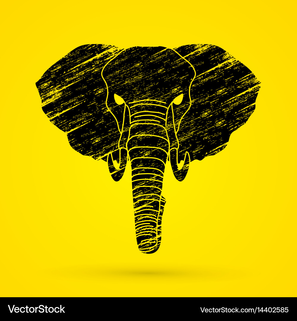 Angry elephant head front view Royalty Free Vector Image