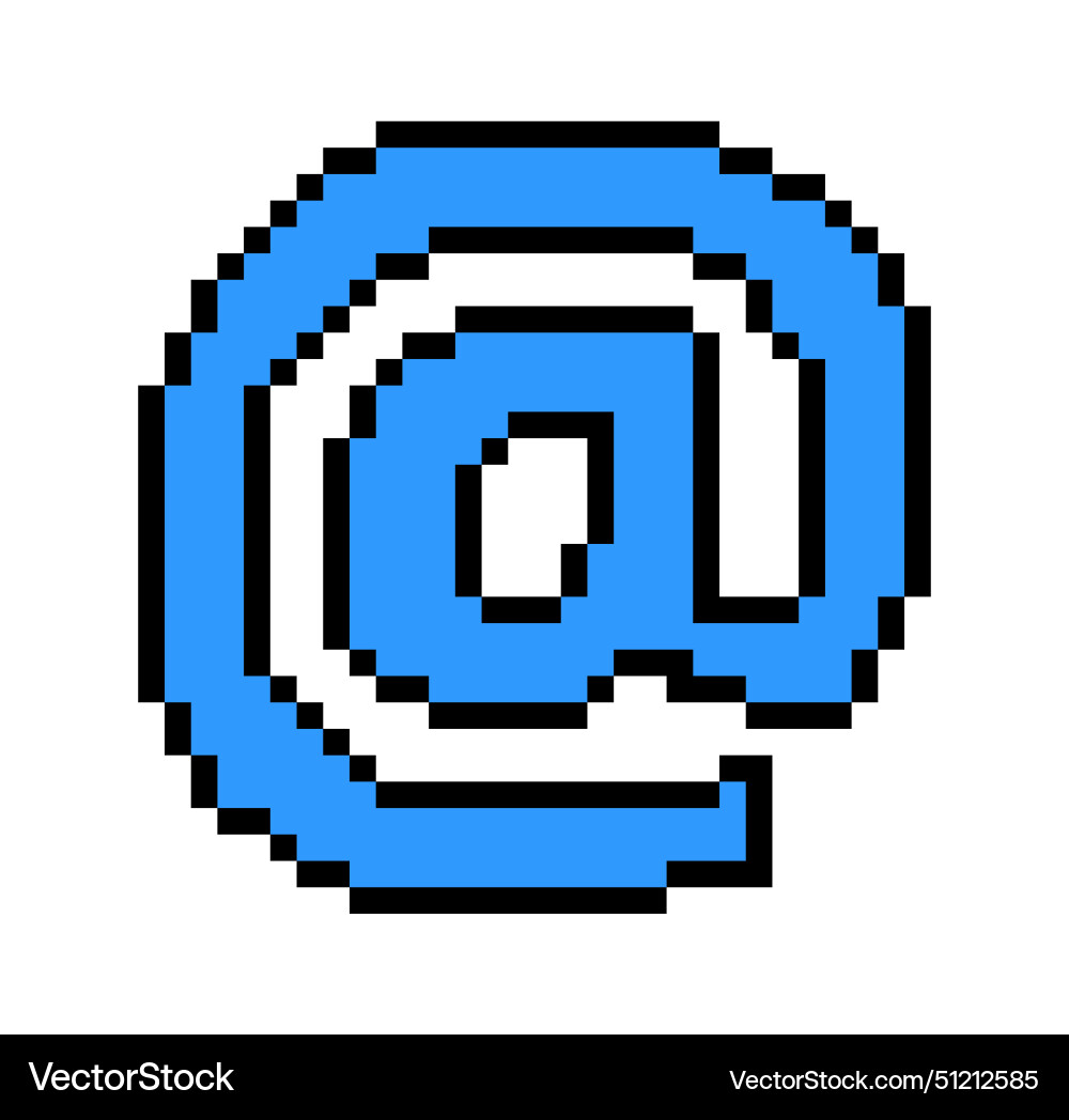 Blue at - emoticon symbol pixel art design Vector Image