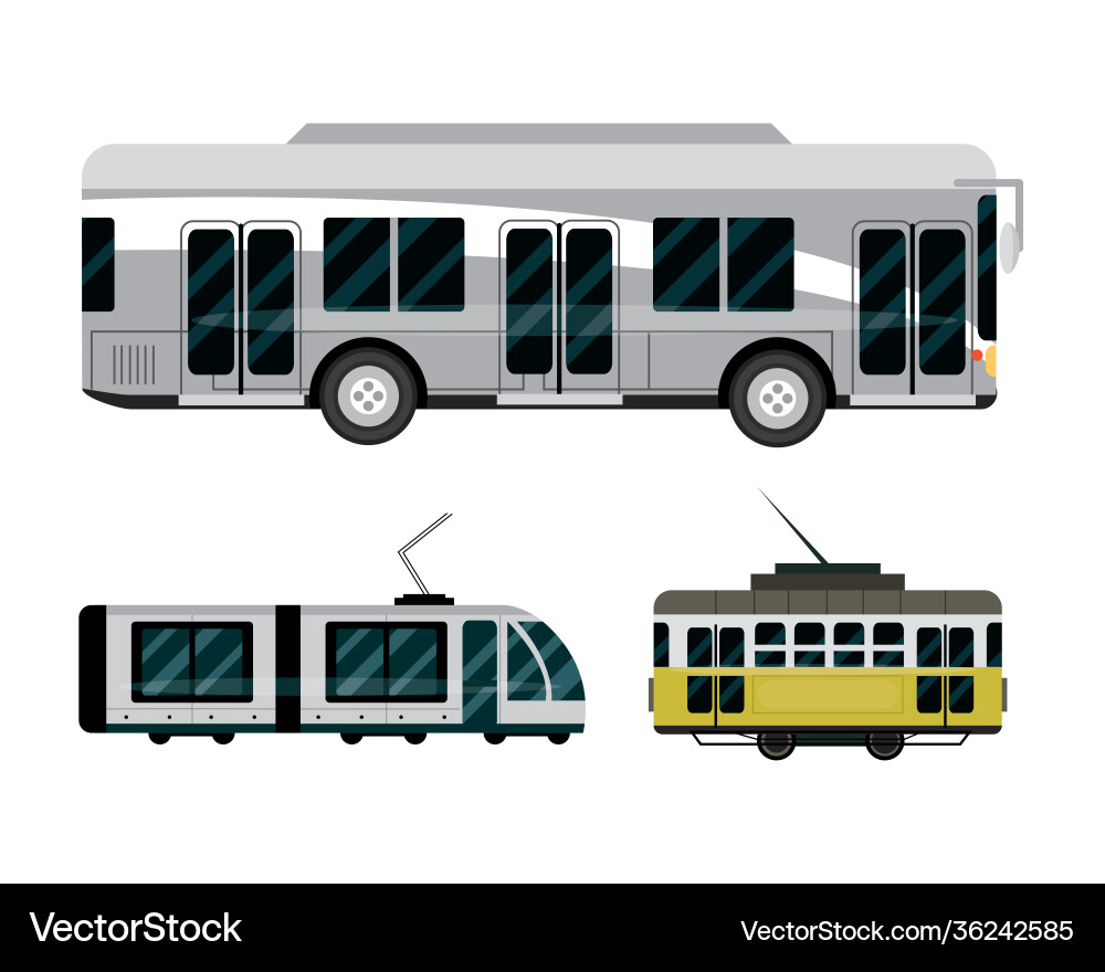 Bus metro tram vehicle transport public service Vector Image