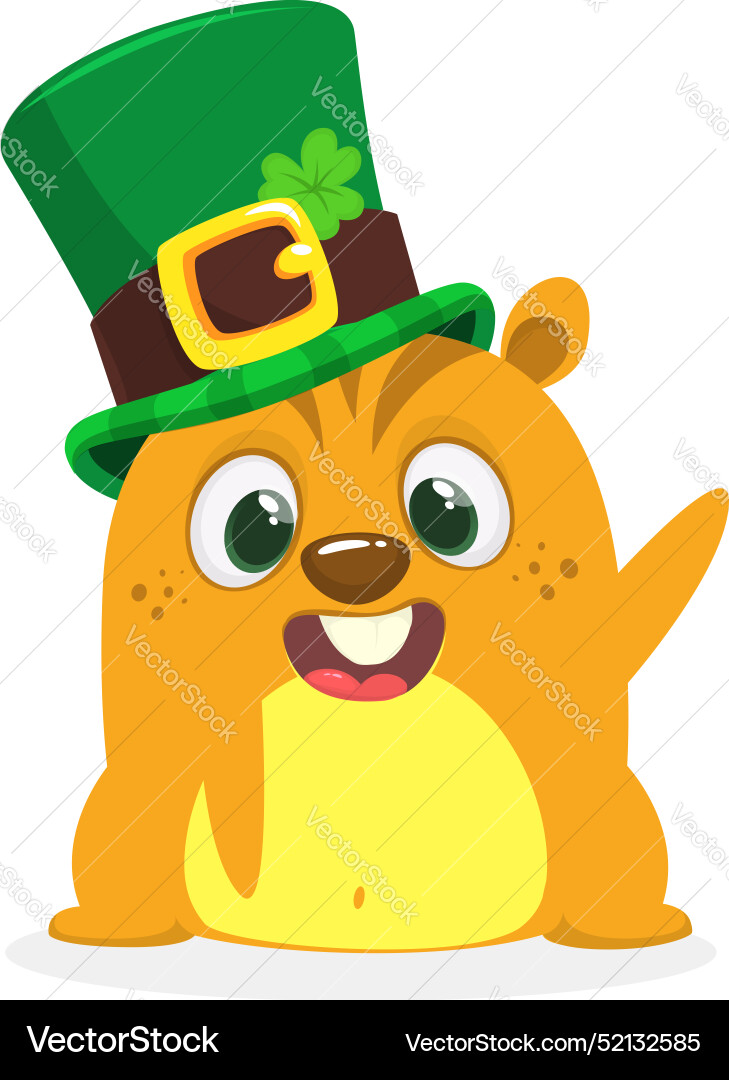 Cartoon happy hamster character wearing st Vector Image