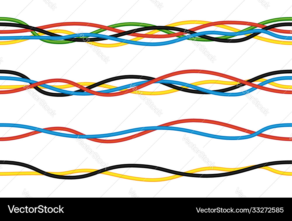 Electrical black waved cable seamless border Vector Image