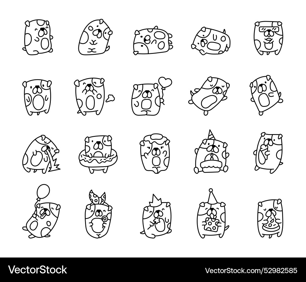 Funny square dog with spots coloring page Vector Image