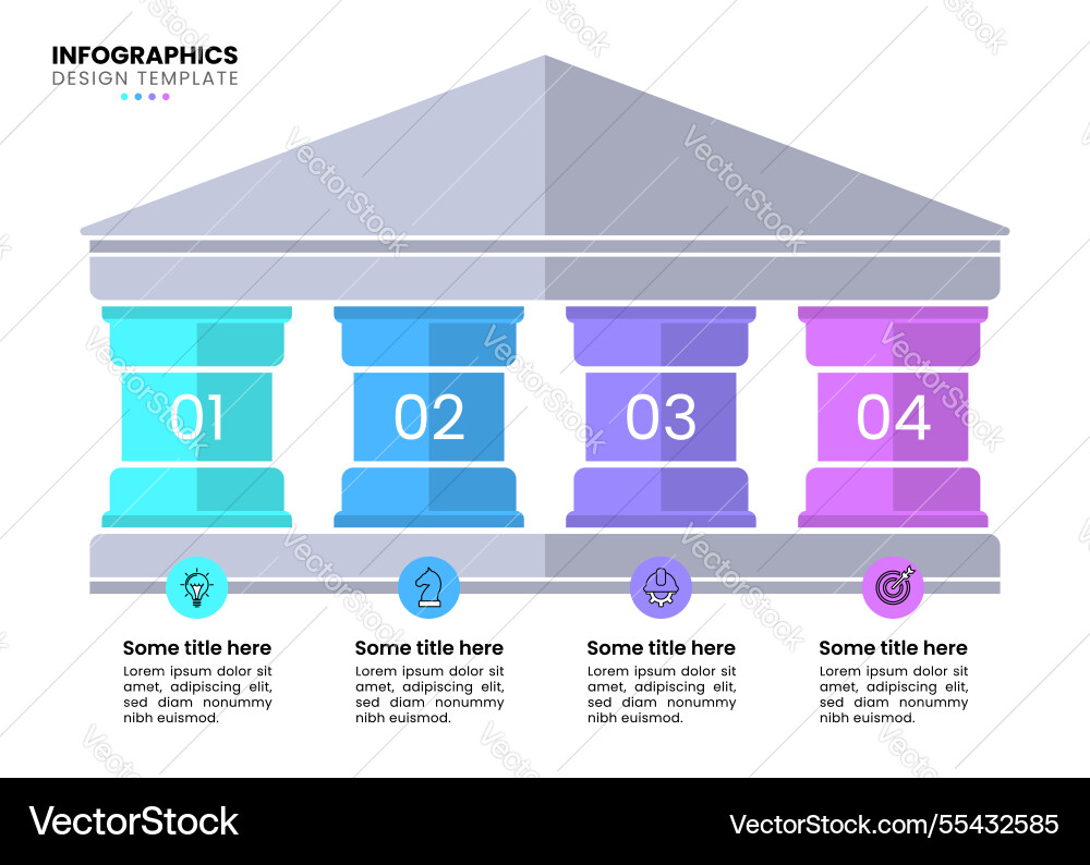 Infographics template 4 pillars with numbers Vector Image