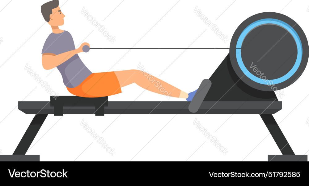 Man exercising using rowing machine for his cardio