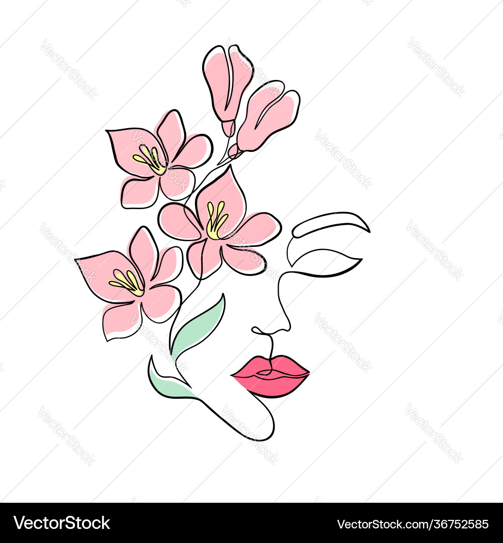 Minimal woman face Royalty Free Vector Image - VectorStock