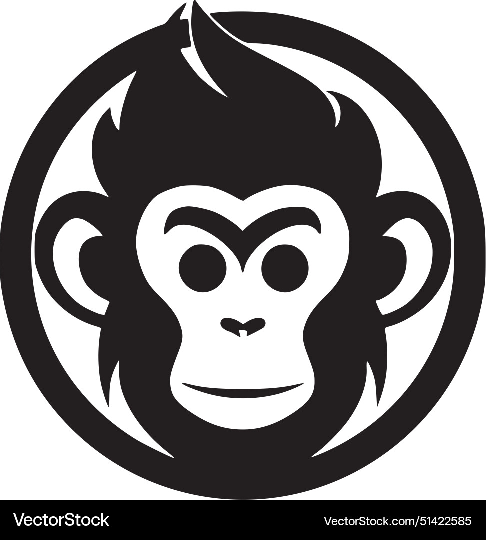 Monkey - minimalist and flat logo Royalty Free Vector Image