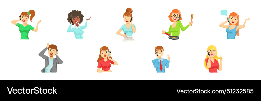 People character speaking phone having call Vector Image