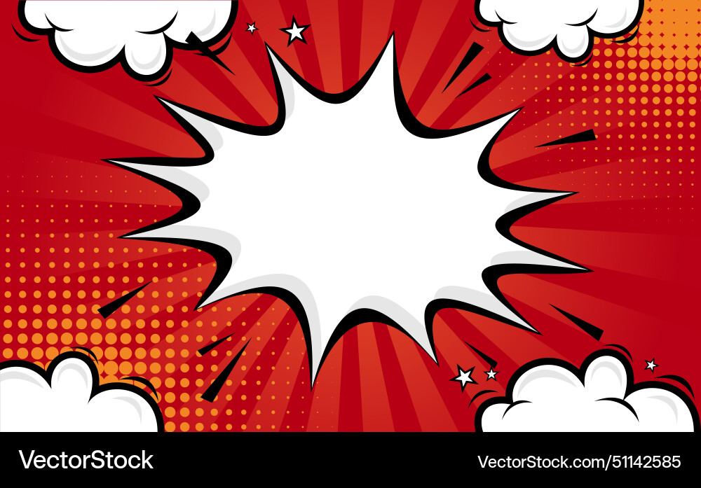 Red comic cartoon background with stars template Vector Image