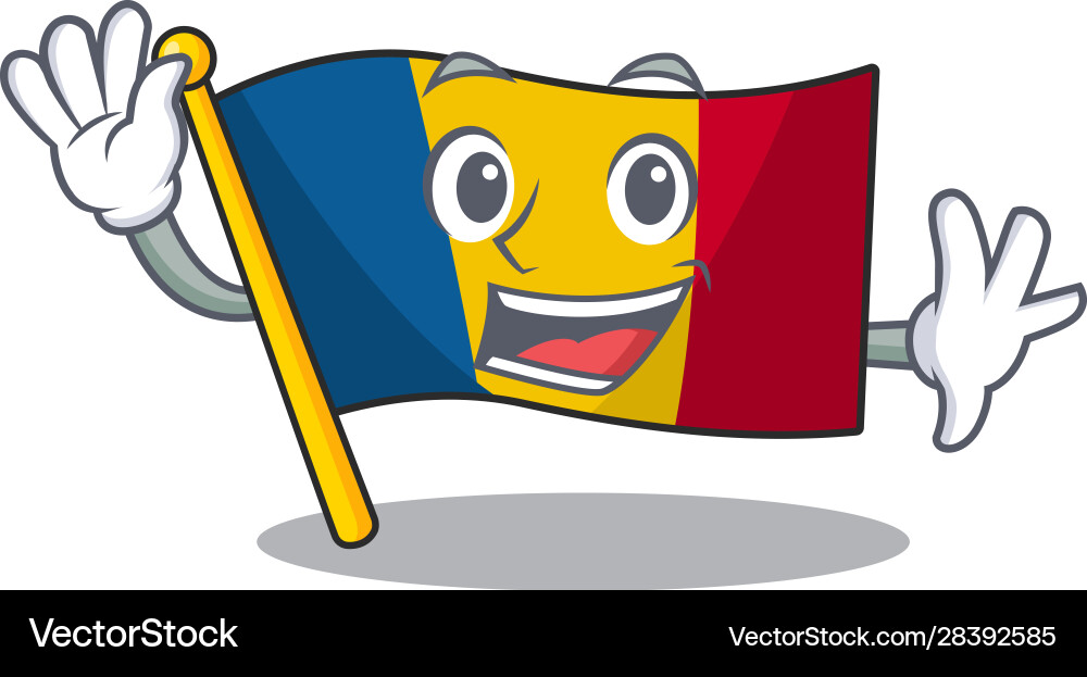 Waving cute smiley flag chad scroll cartoon Vector Image