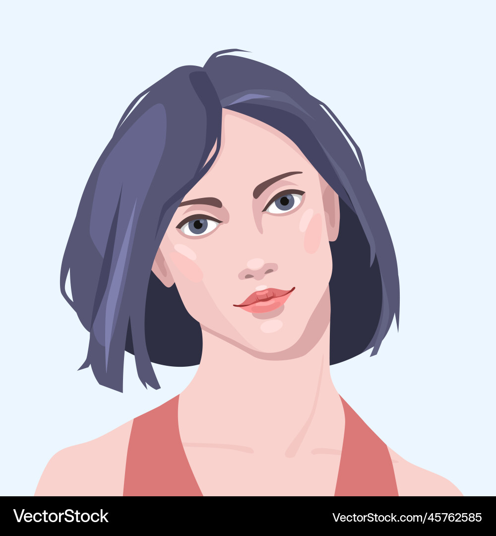 Young pretty woman portrait Royalty Free Vector Image