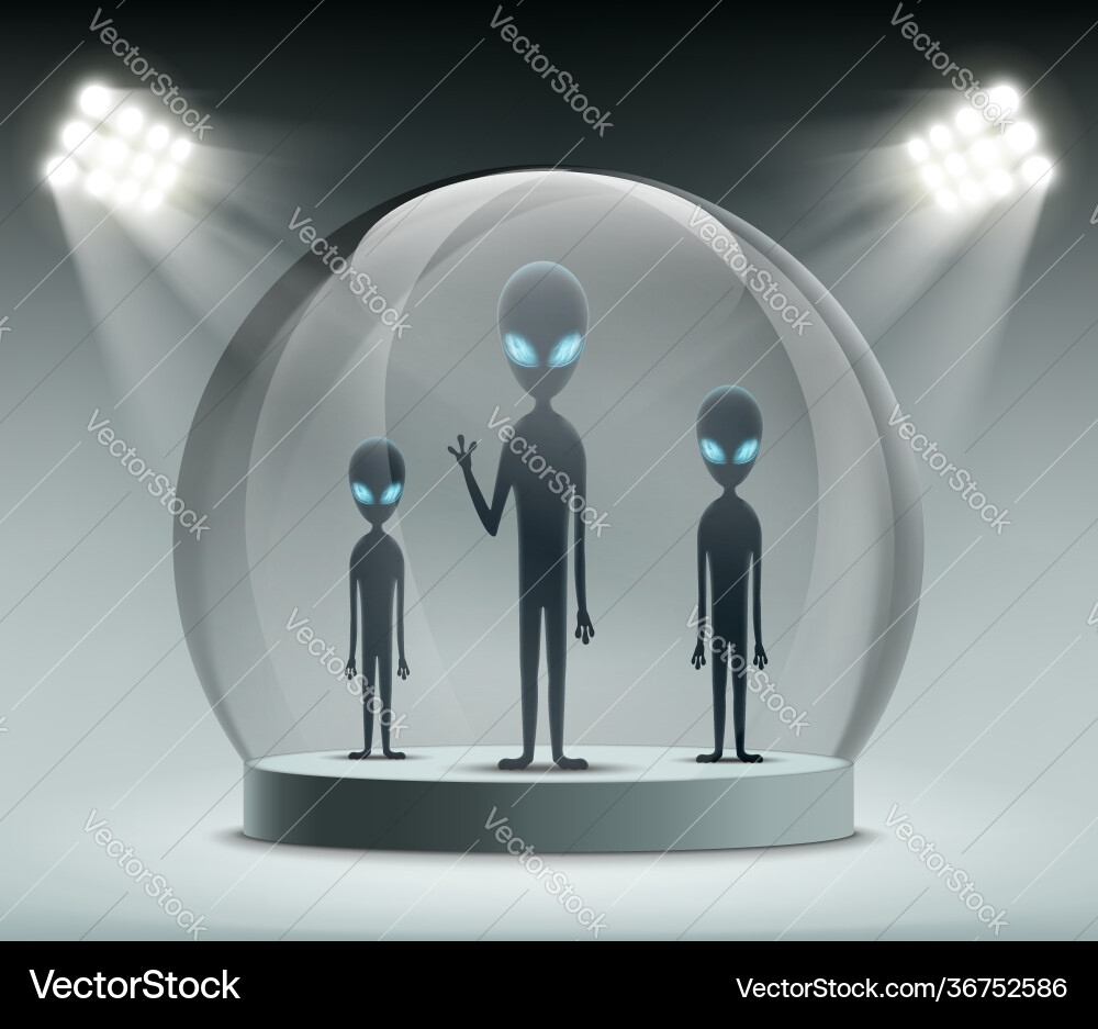 Aliens under a glass dome Royalty Free Vector Image