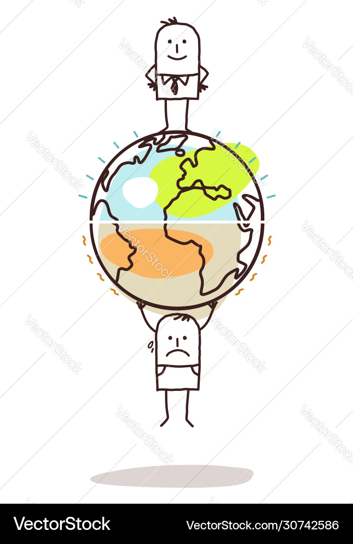 Cartoon earth with humans divided in two sides Vector Image