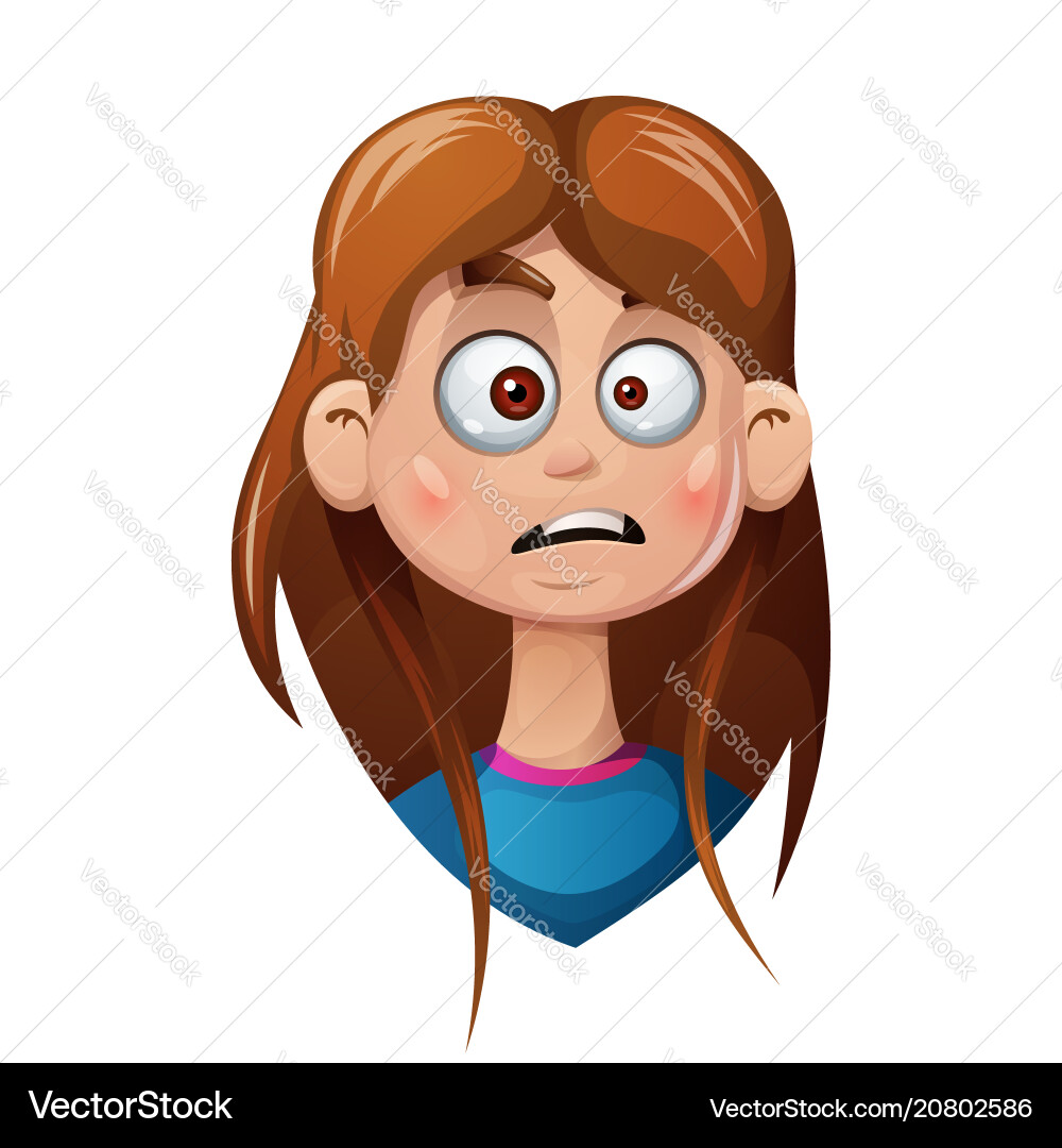 Cartoon head girl sad smiley Royalty Free Vector Image