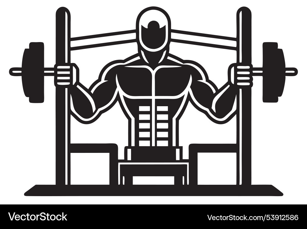 Chest press machine line art silhouette Royalty Free Vector