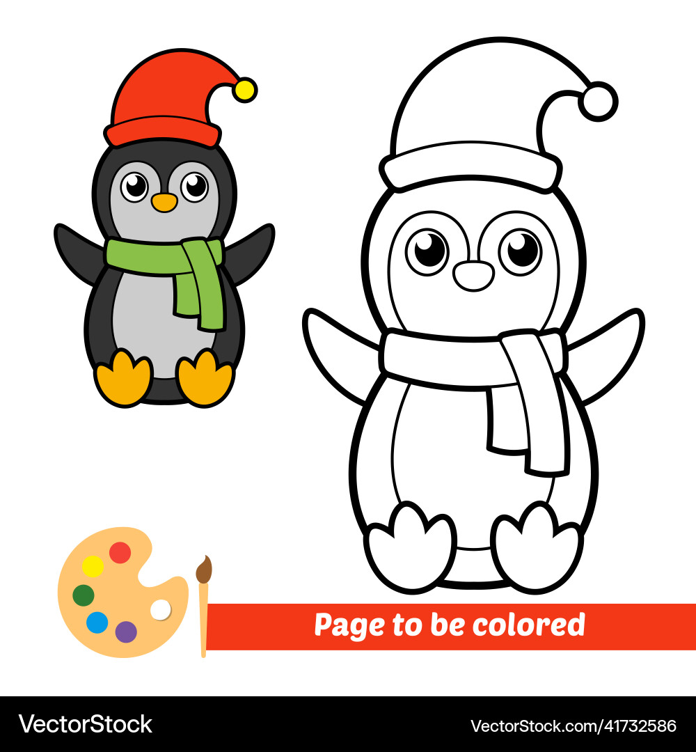 Coloring book for kids penguin Royalty Free Vector Image