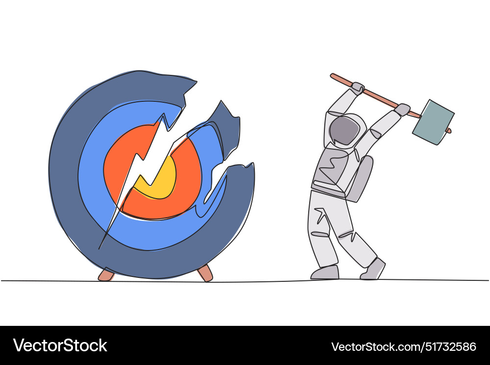Continuous one line drawing astronaut preparing Vector Image