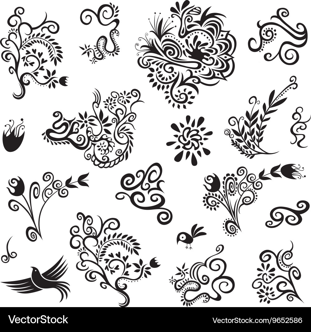 Decorative floral organic natural designs with flo