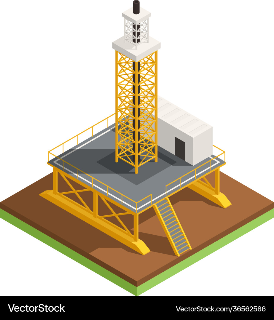 Isometric oil platform composition Royalty Free Vector Image