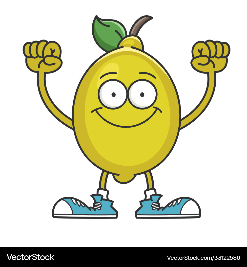 Smiling lemon fruit cartoon character Royalty Free Vector