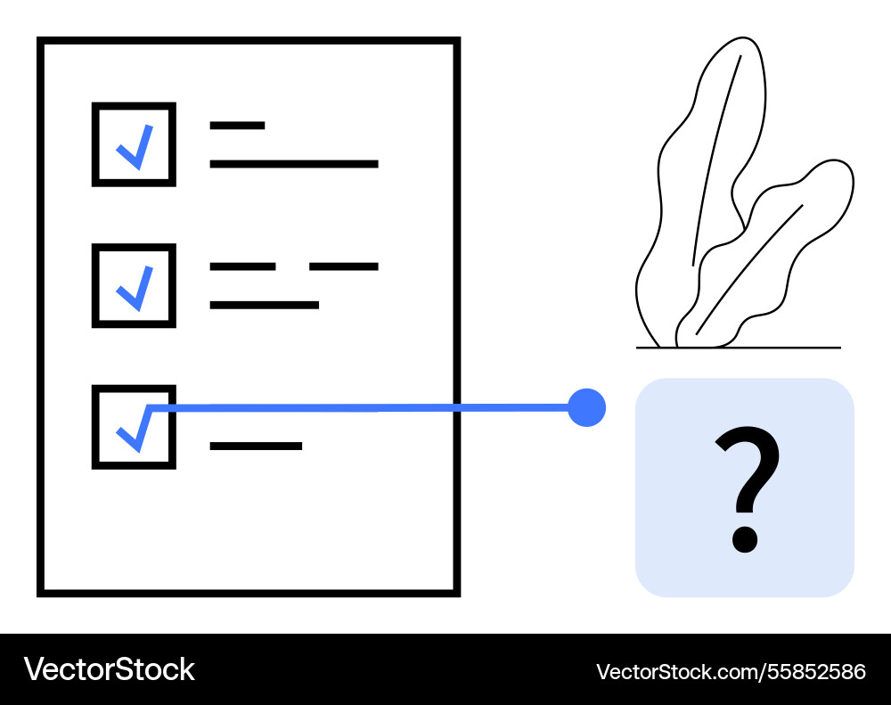 Task checklist with checkmarks and query symbol Vector Image