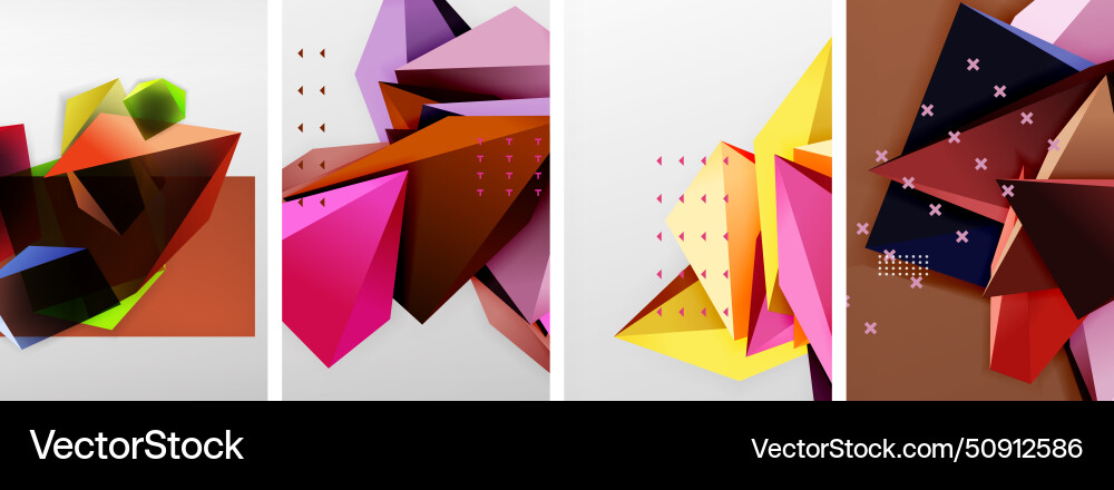 Trendy low poly 3d triangle shapes and other Vector Image