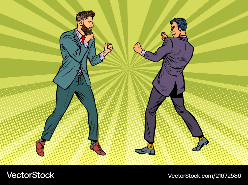 Two men businessman fighting Royalty Free Vector Image