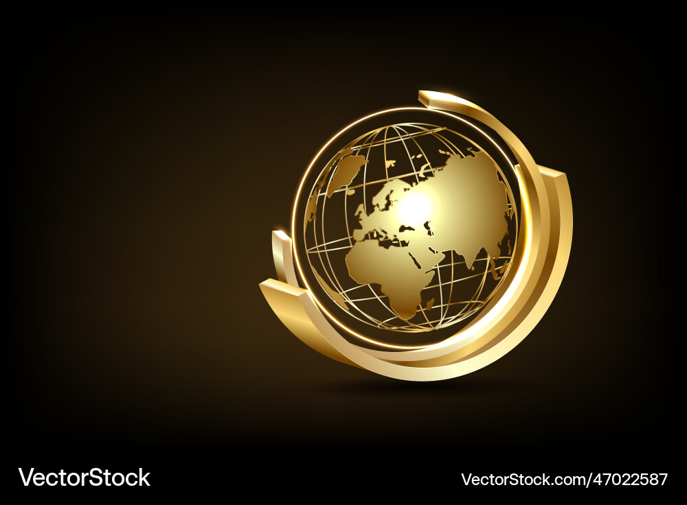 Abstract golden planet earth world map space Vector Image