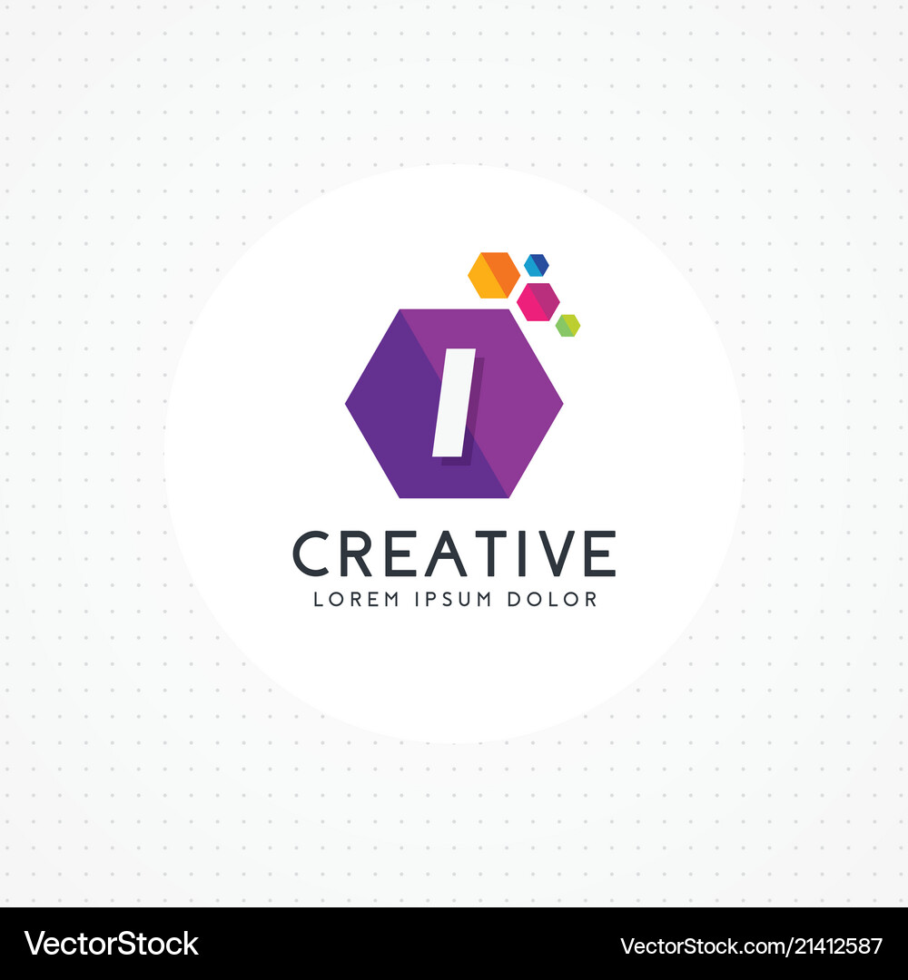 Creative hexagonal letter i logo Royalty Free Vector Image