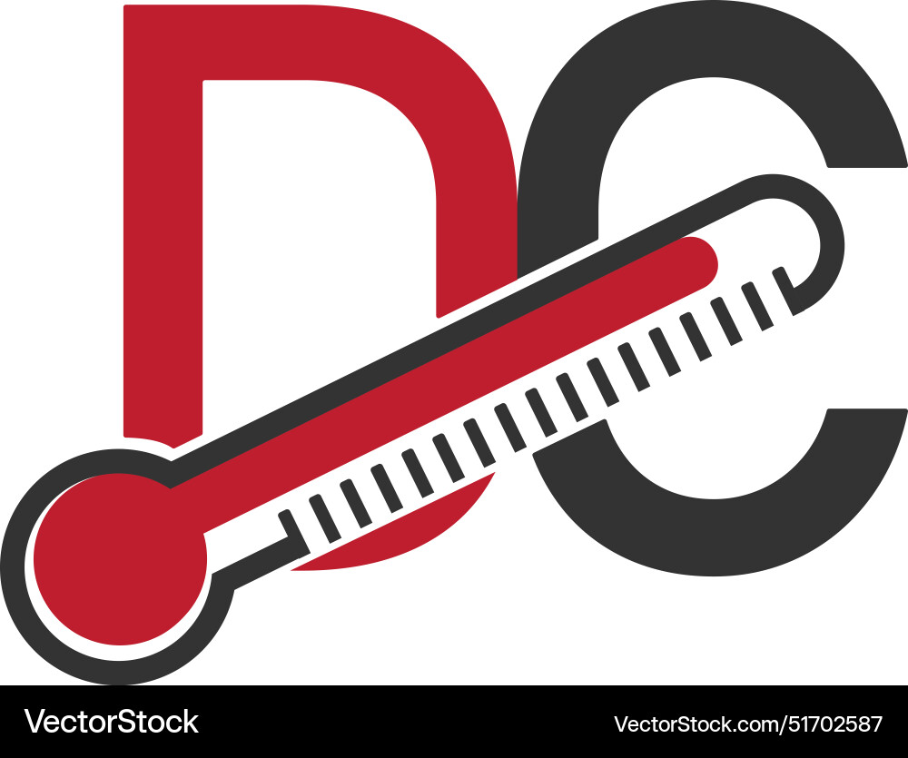 Dc logo design meter thermomete cd Royalty Free Vector Image