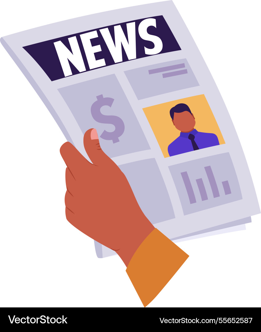 Hand holding newspaper Royalty Free Vector Image