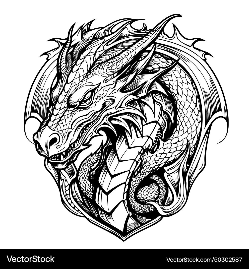 Image of a heraldic shield with dragon Royalty Free Vector