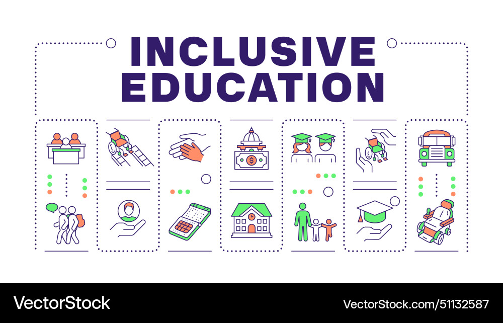 Inclusive education yellow word concept isolated Vector Image