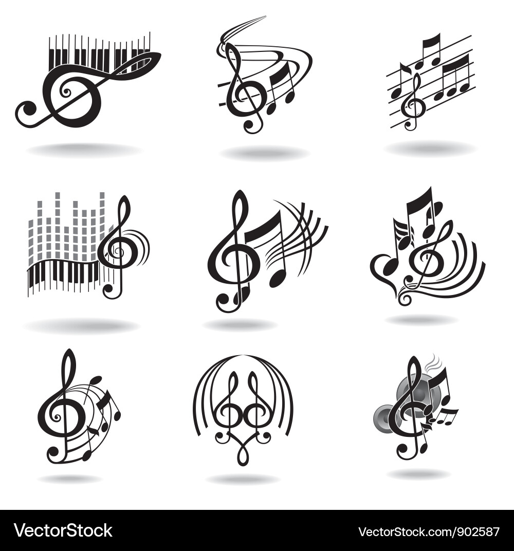 Music notes set of design elements or icons Vector Image